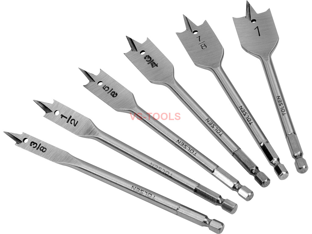 6pcs Carbon Steel Wood Drill Bits Woodworking Tool Flat Hole